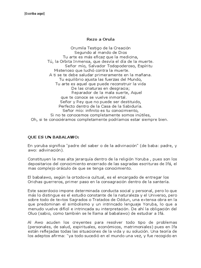 Rezo A Orula | PDF | Santeria | Religión y creencia