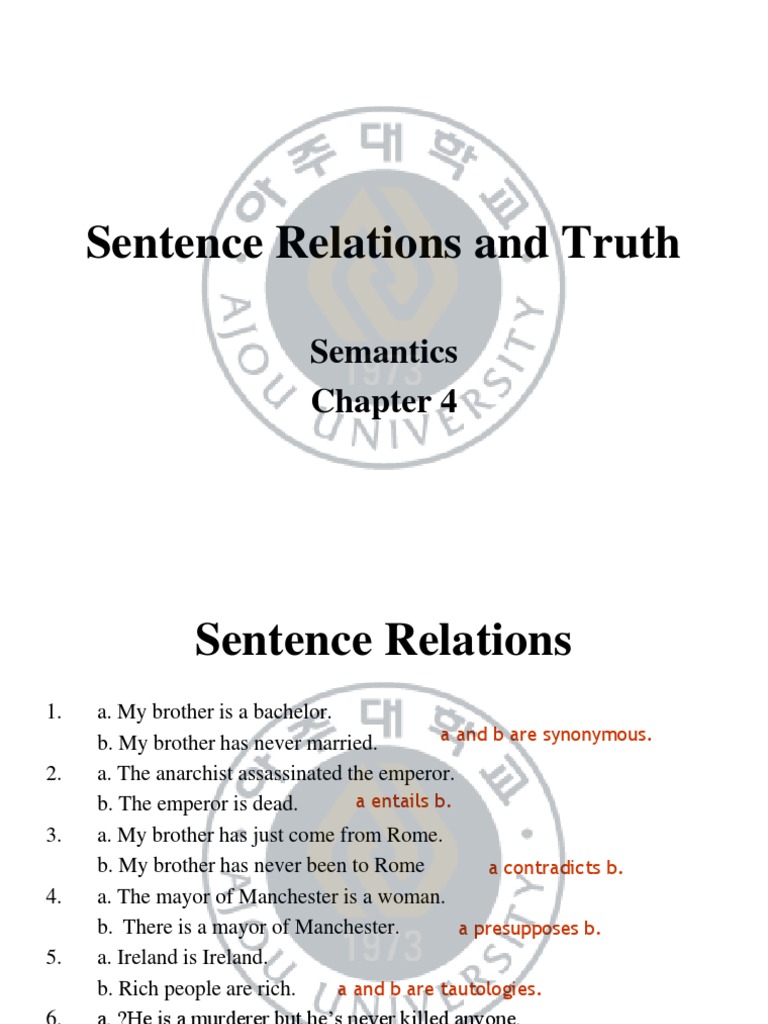 Sentence Relations and Truth | PDF | Truth | Logic