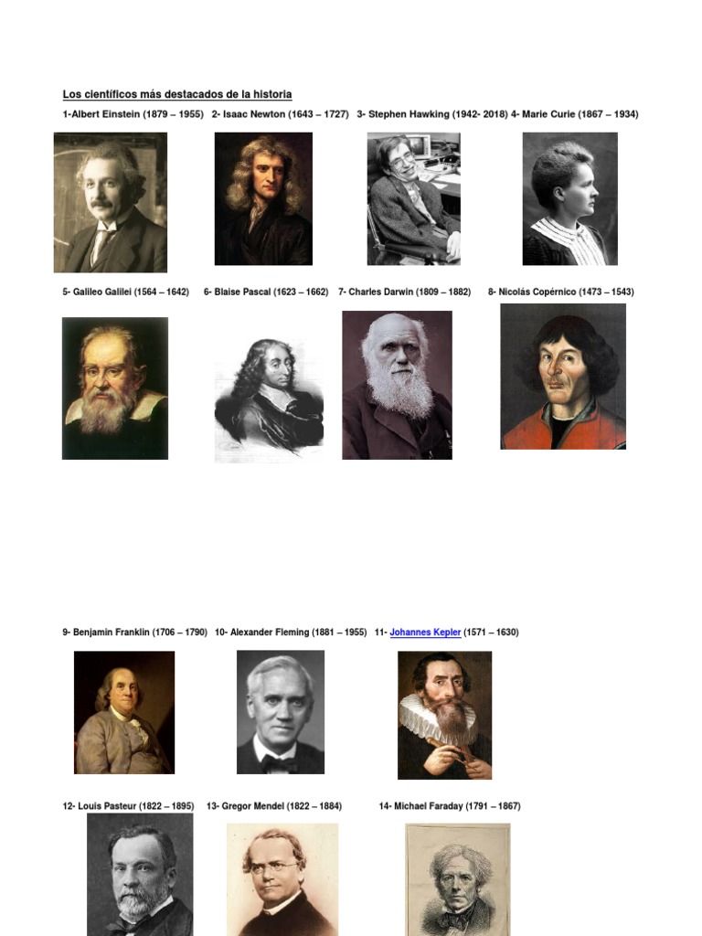 Científicos Destacados en la Historia | PDF | Ciencias sociales ...