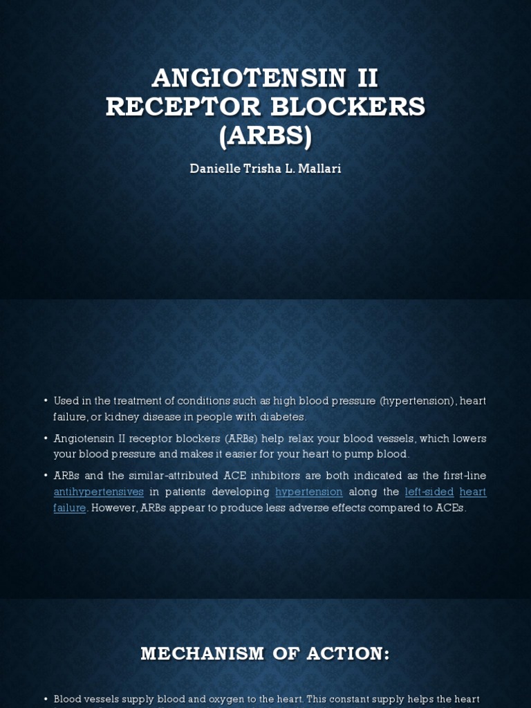 Angiotensin Ii Receptor Blockers (ARBS) : Danielle Trisha L. Mallari ...