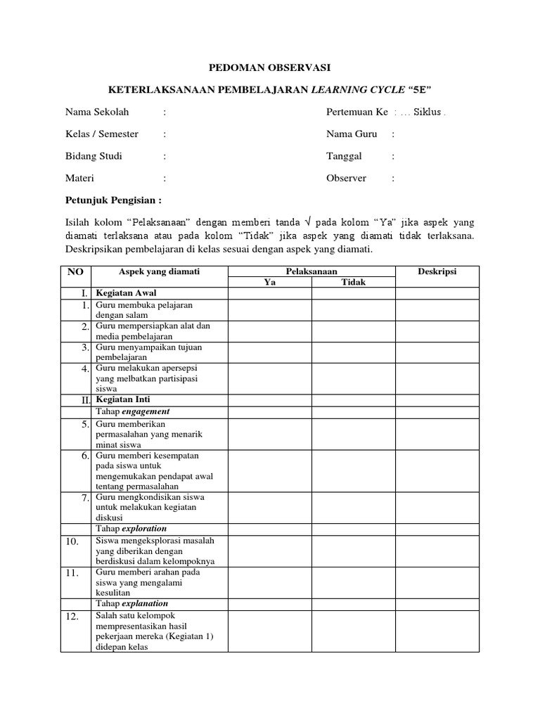 Pedoman Observasi | PDF