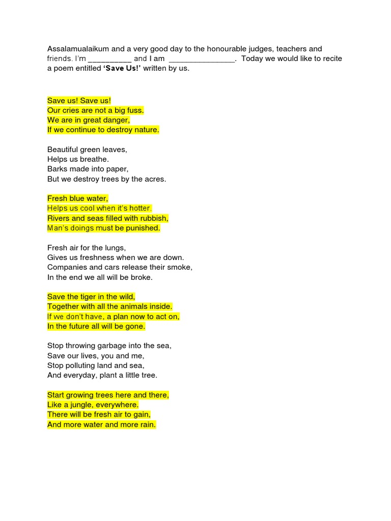 Save Us!' Written by Us | PDF | Language Arts & Discipline | Home & Garden