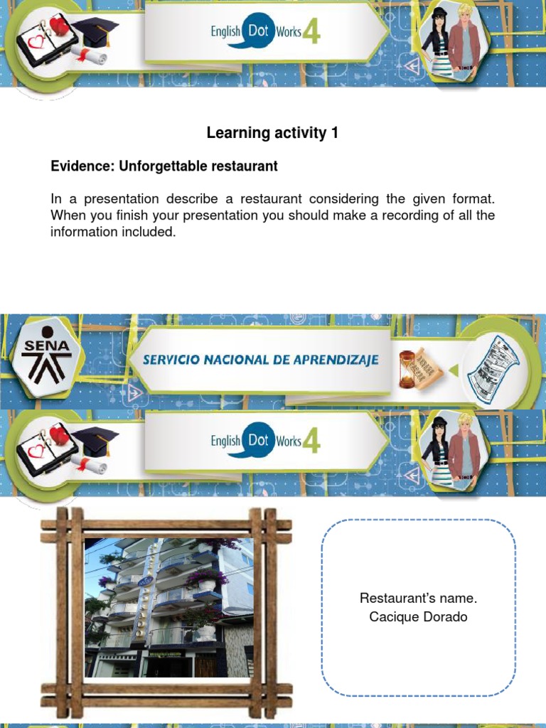 Learning Activity 1: Evidence: Unforgettable Restaurant | PDF ...