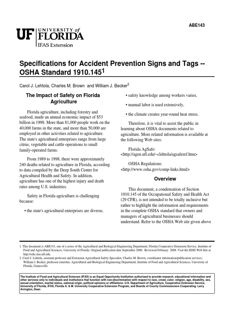 Specifications For Accident Prevention Signs and Tags - OSHA Standard ...