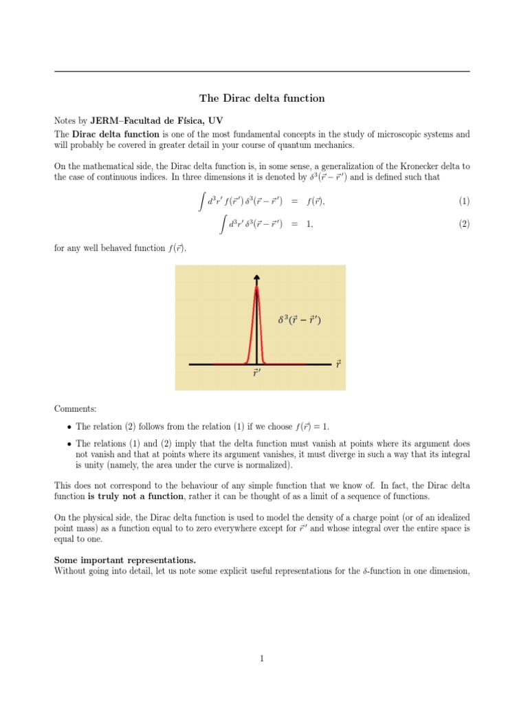 The Dirac Delta Function | PDF | Function (Mathematics) | Theoretical ...