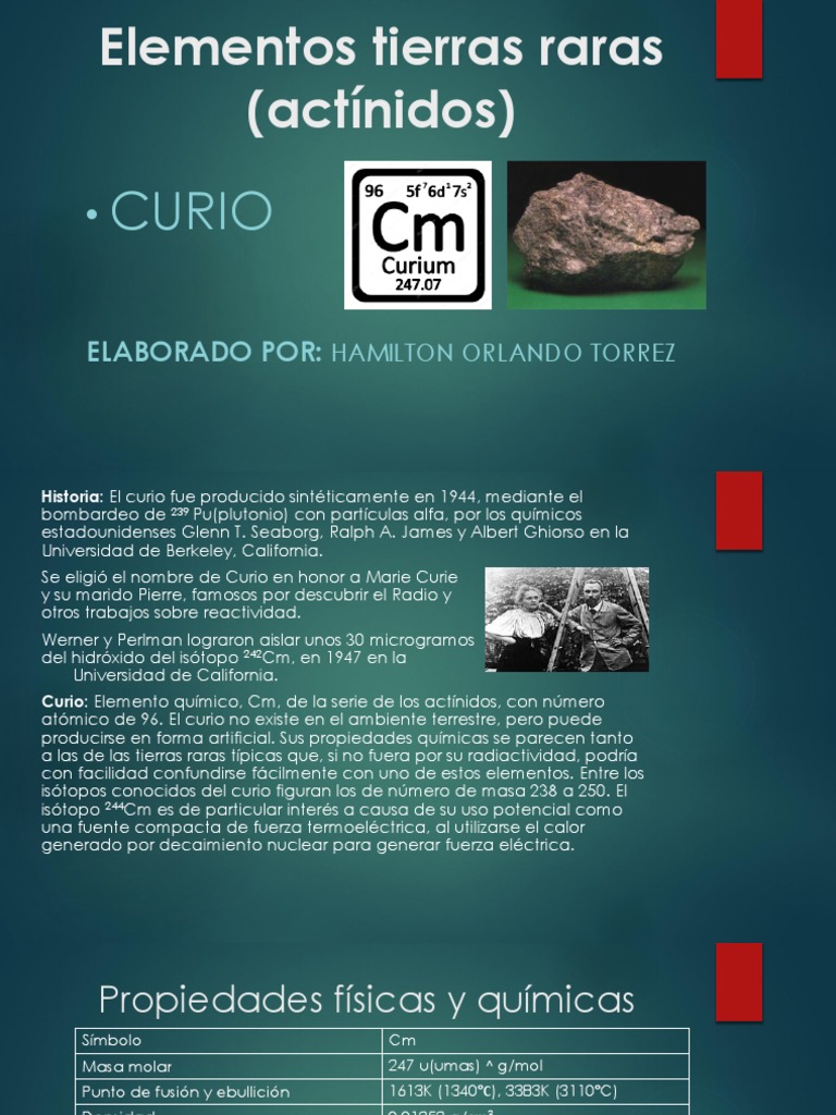 Elementos Tierras Raras, Serie Actinidos | PDF | Elementos metálicos ...