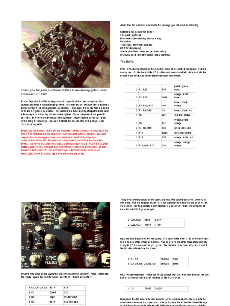 Fluxus Build Manual Diy | PDF | Direct Current | Amplifier