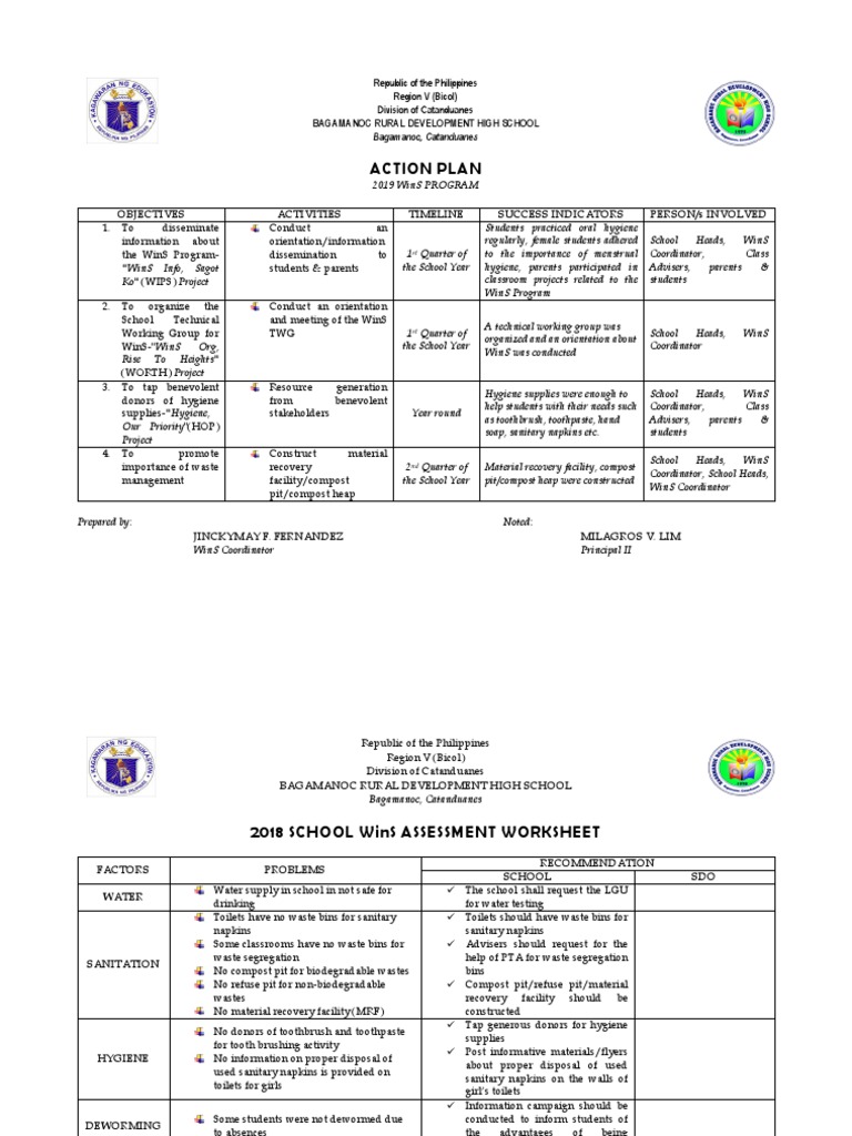 Action Plan Wins 2019 | PDF | Sanitation | Waste Management