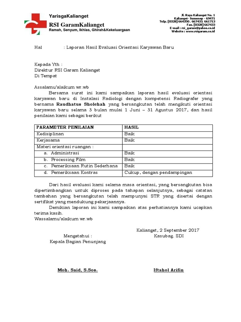 Contoh Laporan Hasil Evaluasi | PDF