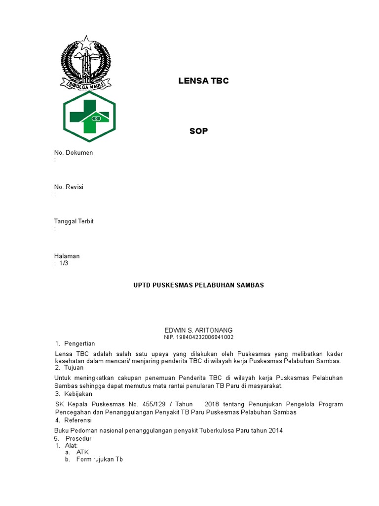 Sop Gerakan TOSS TBC | PDF