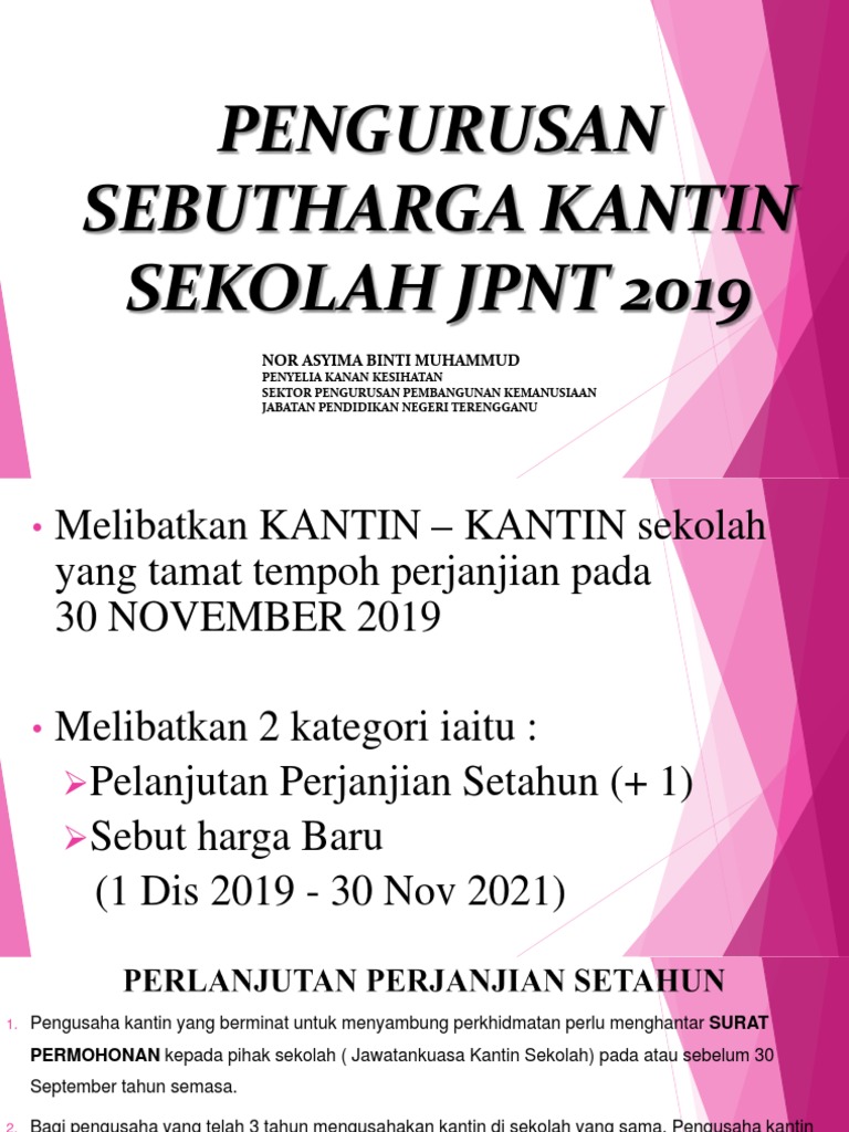 Pengurusan Sebutharga Kantin Sekolah JPNT | PDF