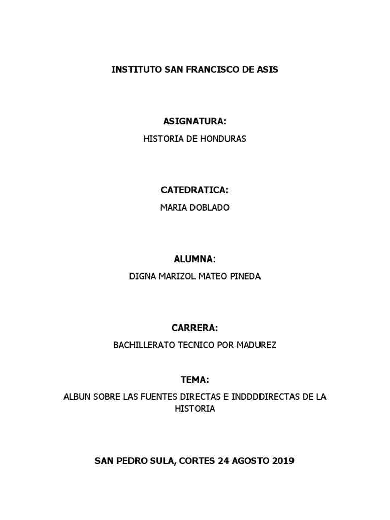 Albun Fuentes Directas e Indirectas de La Historia | PDF | Herramientas ...