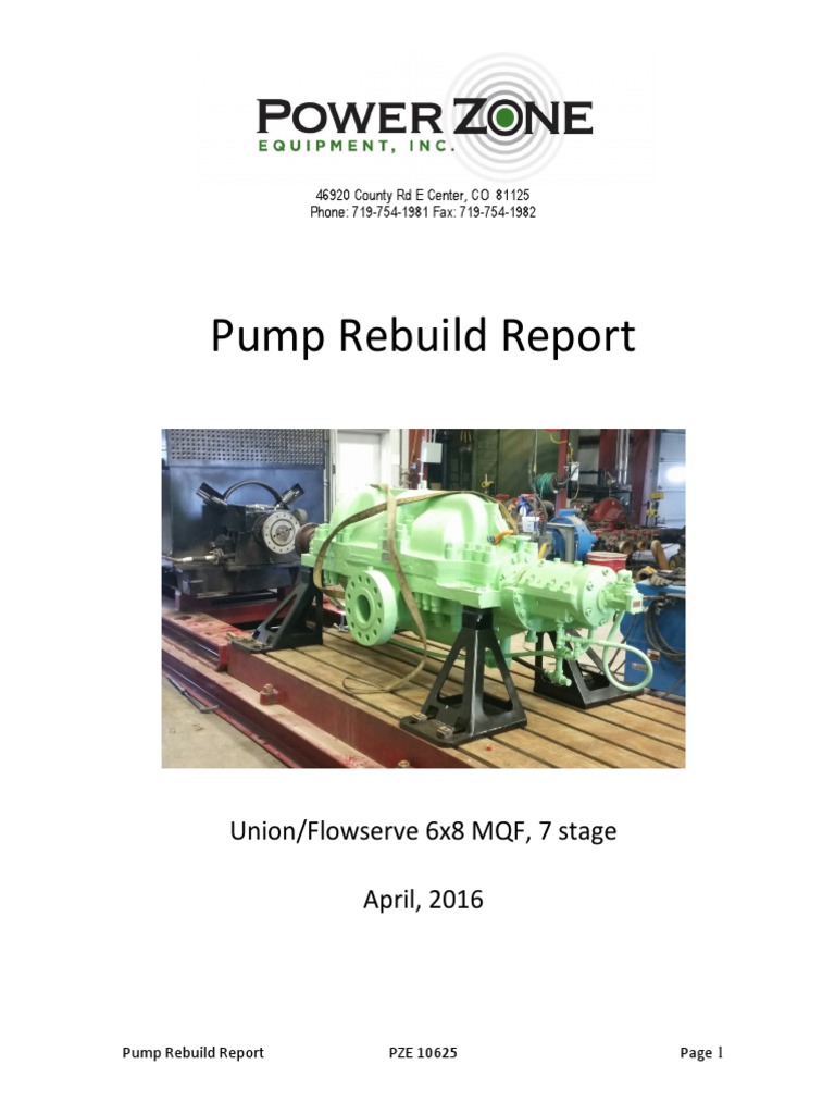 Sample Pump Rebuild Report - 0 | PDF | Bearing (Mechanical) | Pump