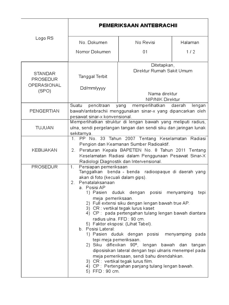 Prosedur Rontgen Antebrachii AP Lateral | PDF