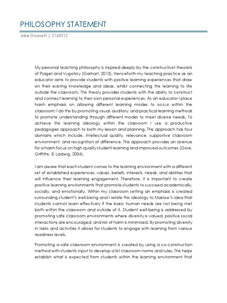 Personal Philosophy and Statement | PDF | Educational Assessment | Learning