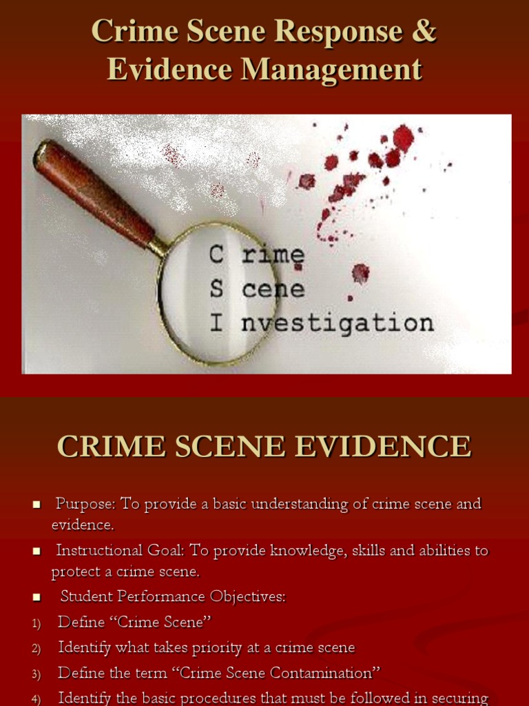 Crime Scene Response & Evidence Management | PDF | Crime Scene | Law ...