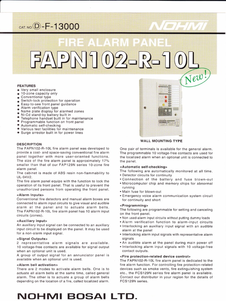 Nohmi FAPN102-R-10L Manual | PDF | Power Supply | Electrical Resistance ...
