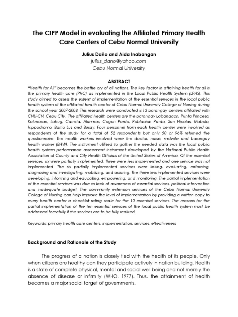 Cipp Model | PDF | Public Health | Health Care