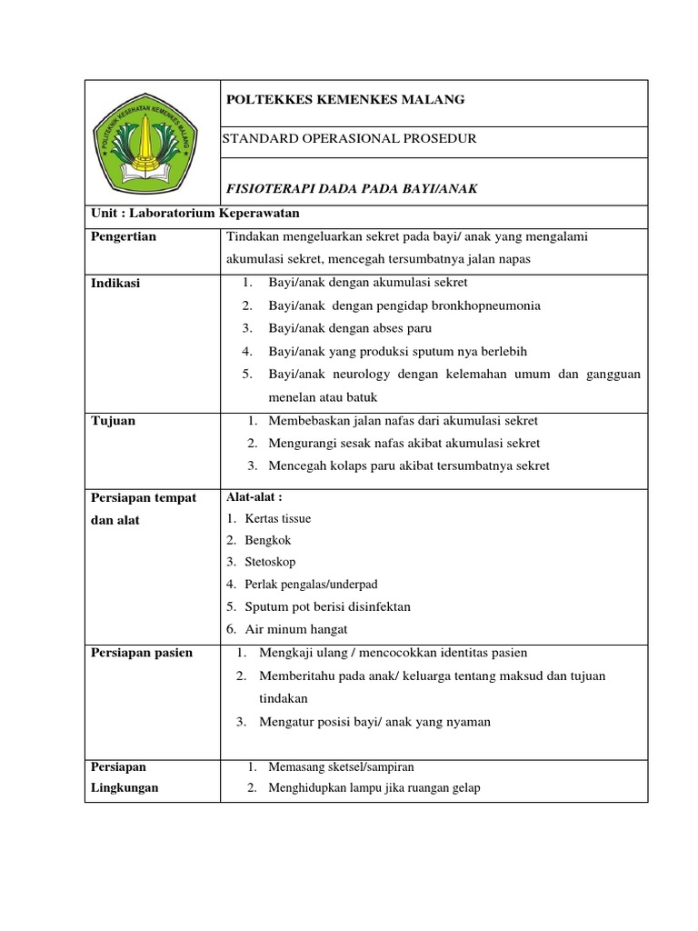 SOP Fisioterapi Dada | PDF