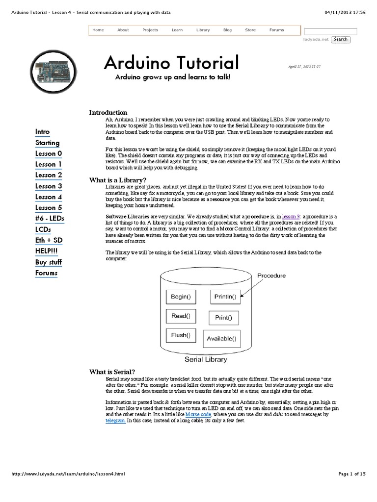 Arduino Tutorial-Lesson 4-Serial Communication and Playing With Data ...