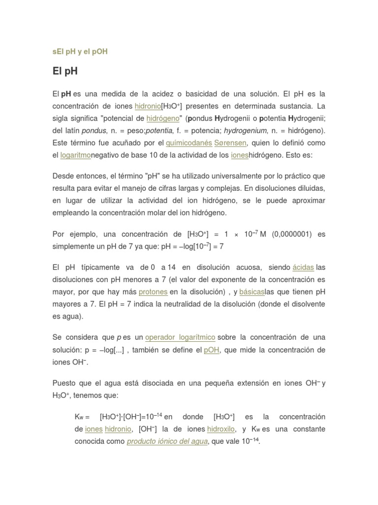 El PH y El pOH | PDF | Ph | Química