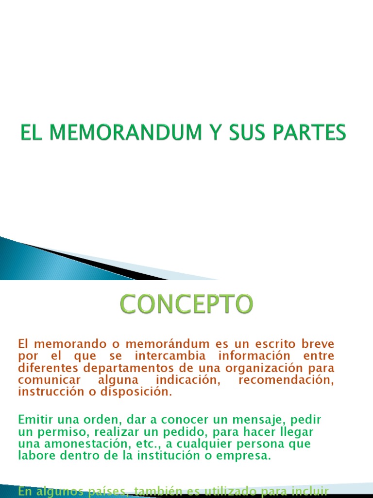 Diapositiva 16 El Memorandum y Sus Partes | PDF