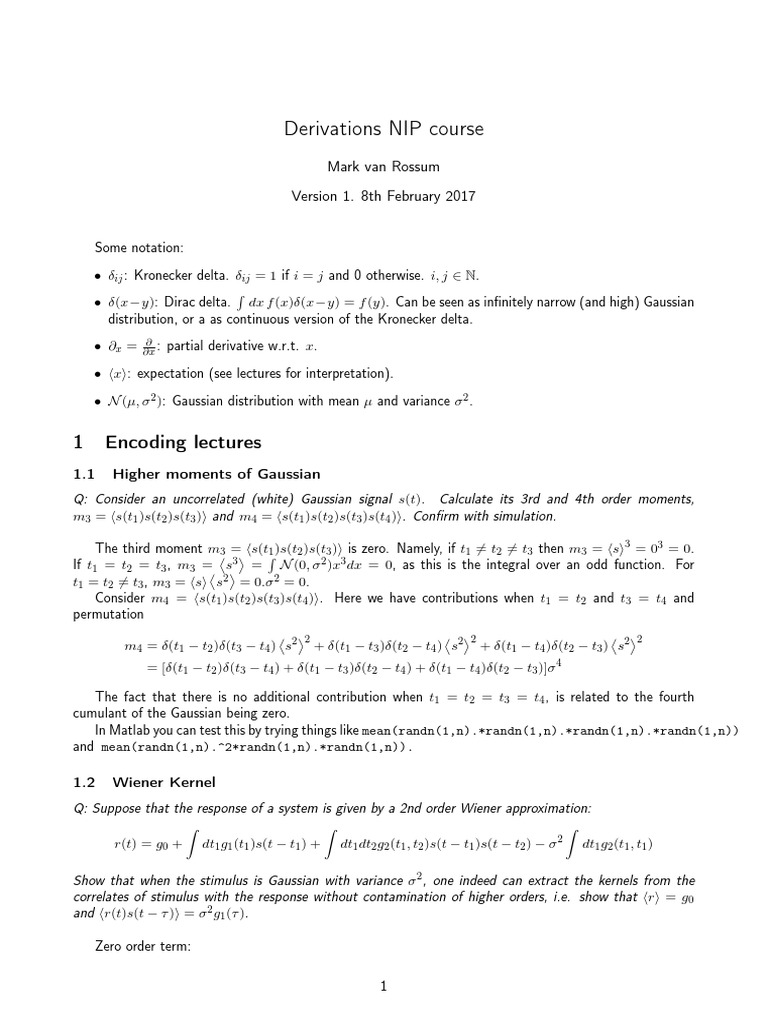 Derivations NIP Course: 1 Encoding Lectures | PDF | Bias Of An Estimator | Estimator