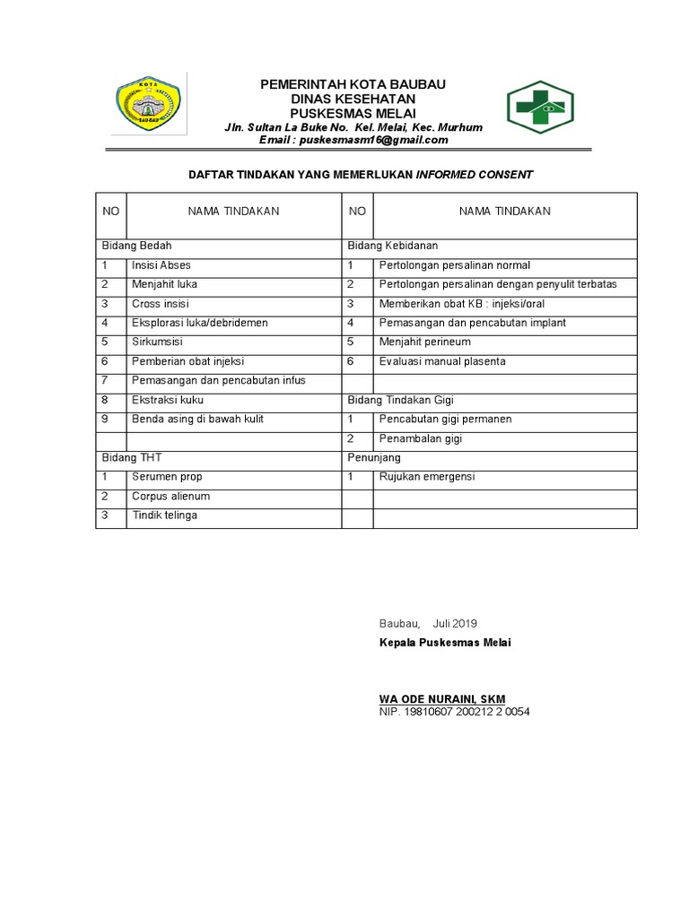 Daftar Tindakan Yang Memerlukan Informed Consent | PDF