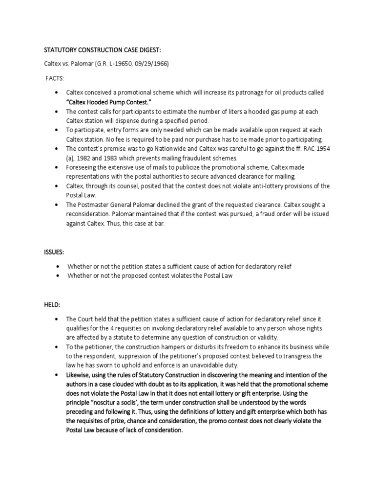 Caltex vs. Palomar Case Digest Summary | PDF | Statutory Interpretation | Fraud