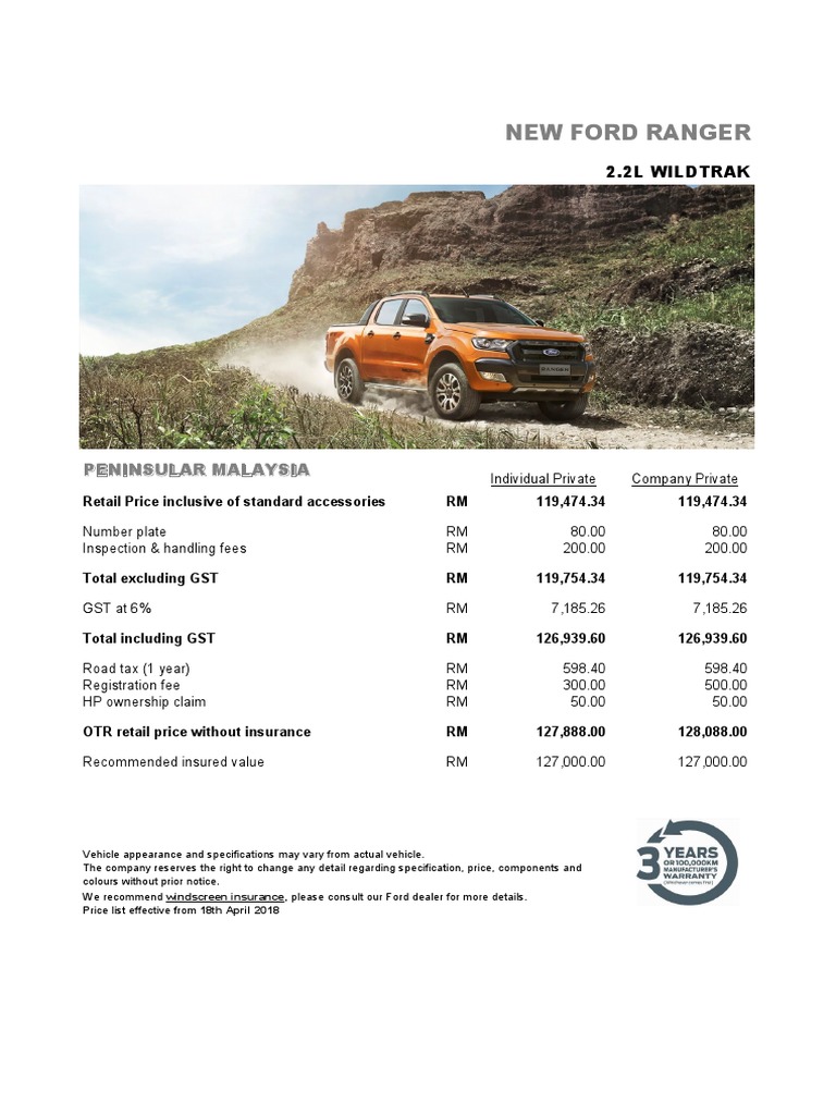 New Ford Ranger 2.2L Wildtrak PM PDF | PDF | Anti Lock Braking System ...