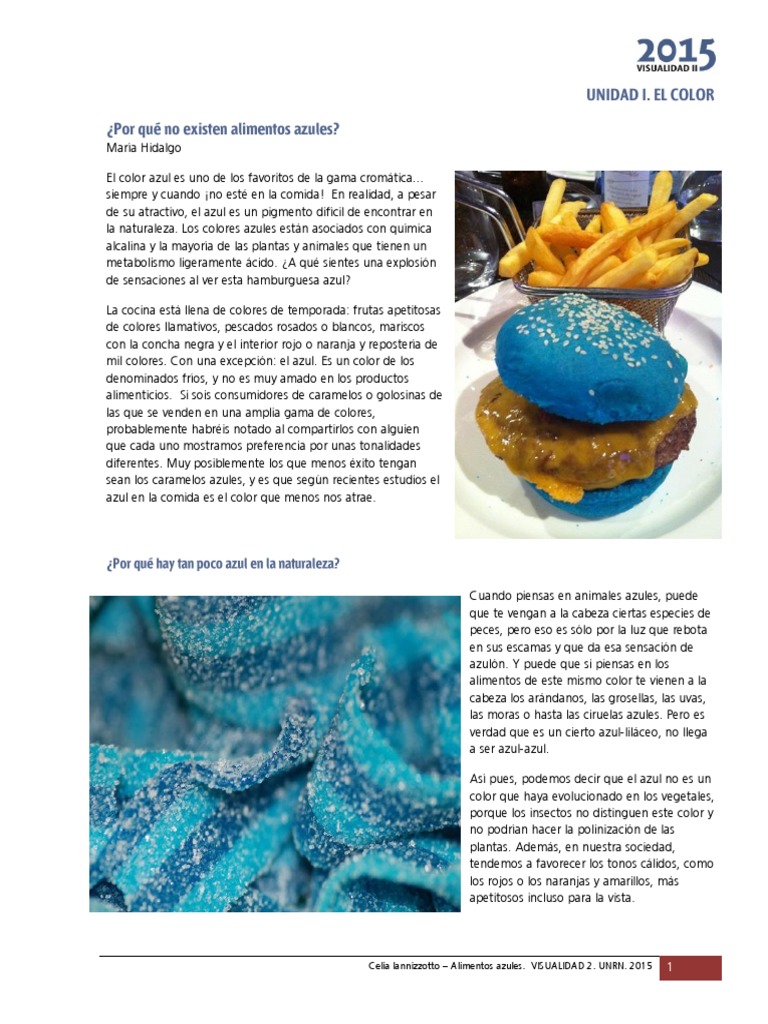 Alimentos Azules: ¿Por qué son raros? | PDF | Color | Azul