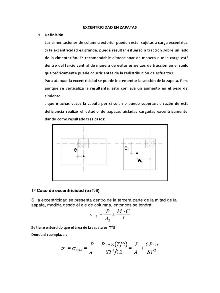 Cálculo de Excentricidad en Zapatas | PDF | Fundación (Ingeniería ...