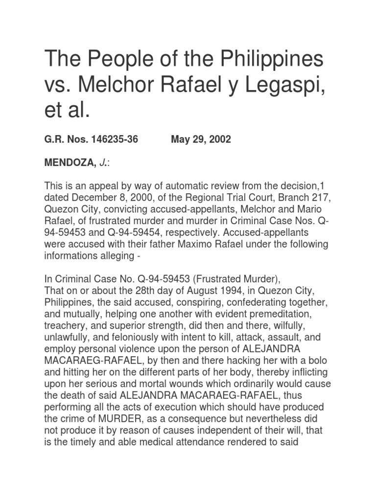 People vs. Melchor Rafael Y Legaspi | PDF | Murder | Witness
