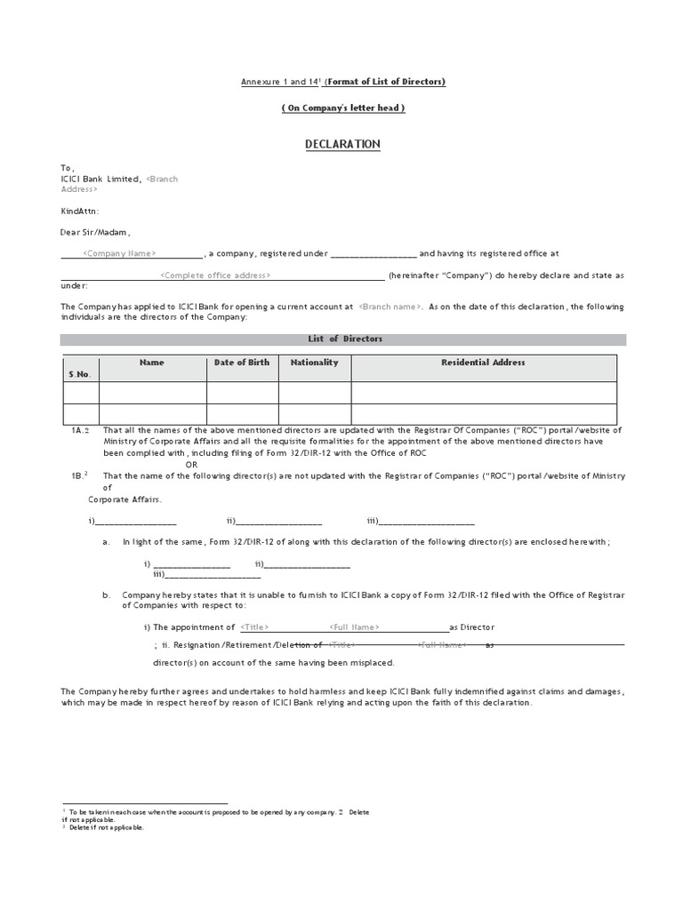 (On Company's Letter Head) : Declaration | PDF | Government | Justice