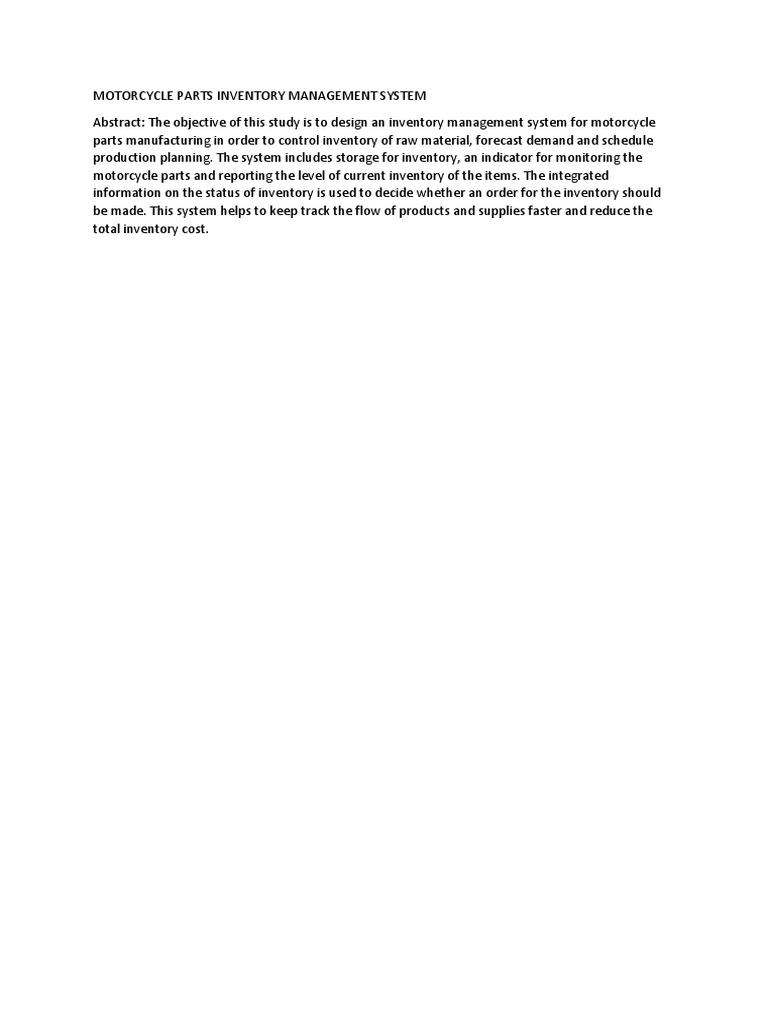 Motorcycle Parts Inventory Management System | PDF