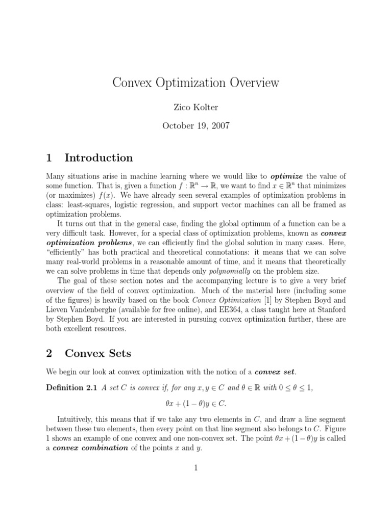 Cs229 Cvxopt Pdf Mathematical Optimization Linear Programming