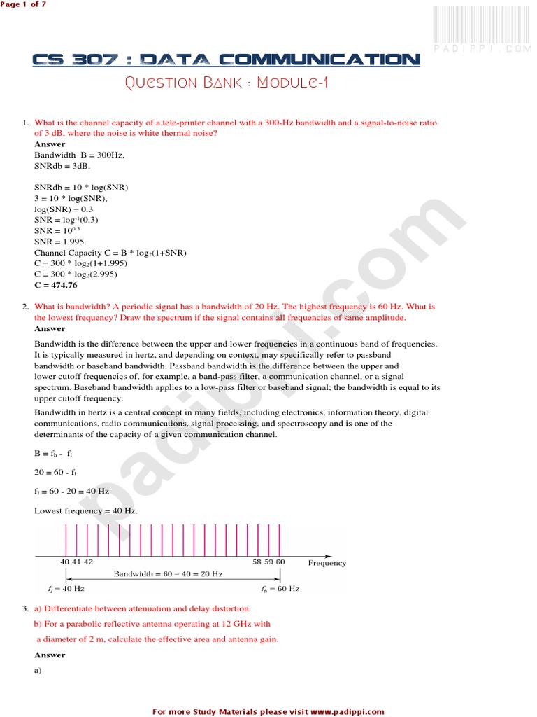Cs307 System Software KTU | PDF | Bandwidth (Signal Processing) | Signal To Noise Ratio