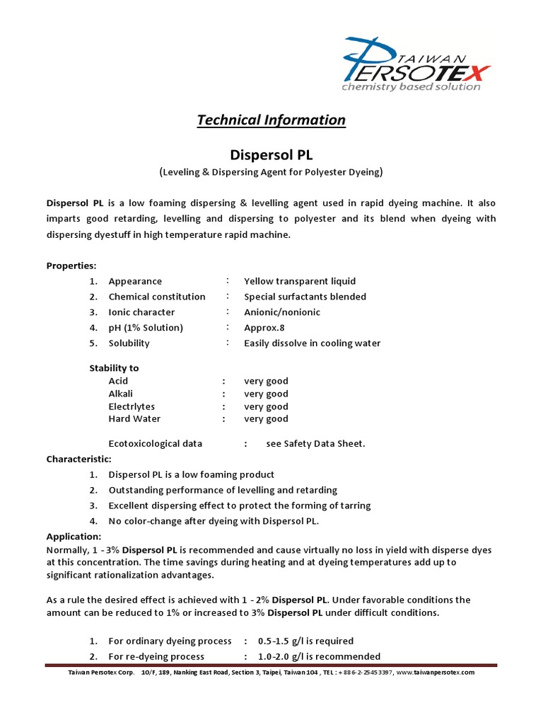 Dispersol PL - TDS | PDF
