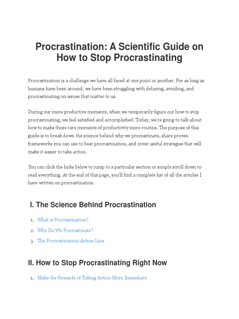 Procrastination: A Scientific Guide On How To Stop Procrastinating | PDF | Procrastination ...