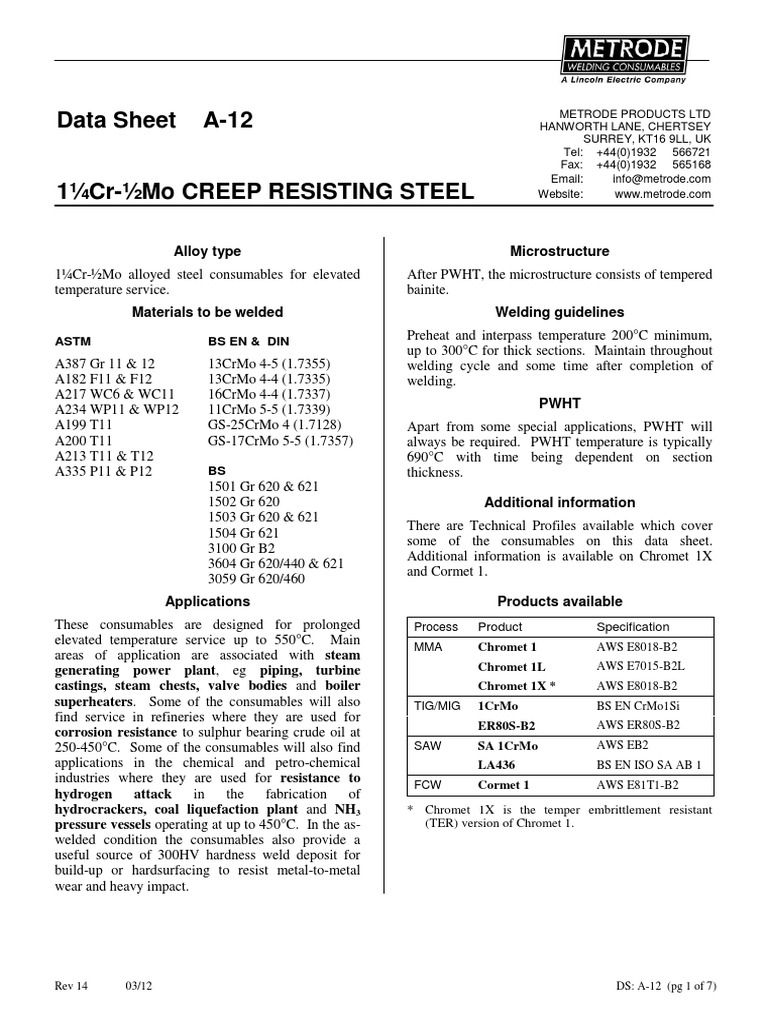 Data Sheet A-12 | PDF | Welding | Construction