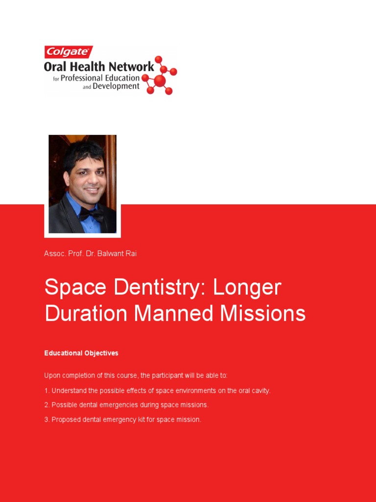 Colgate Space Dentistry1 | PDF | Dentistry | Astronauts