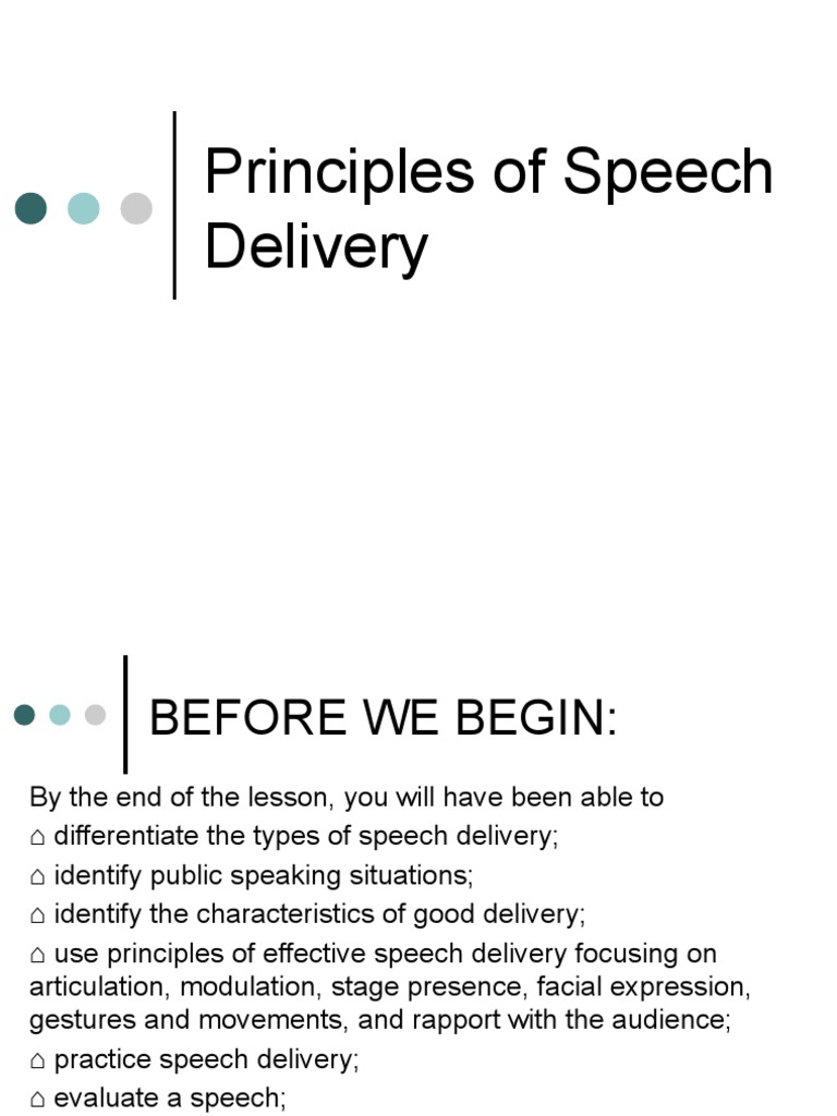 2oral Com Week 9 Principles of Speech Delivery | PDF | Public Speaking ...