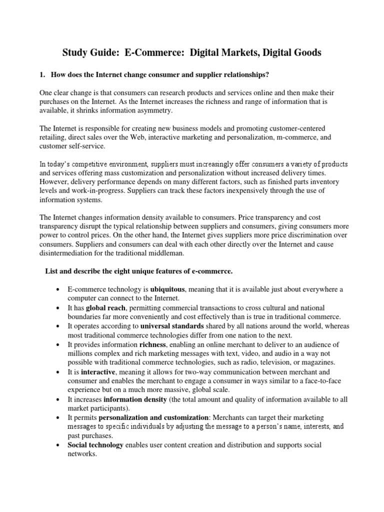 E-Commerce Study Guide: Key Concepts | PDF | E Commerce | Internet