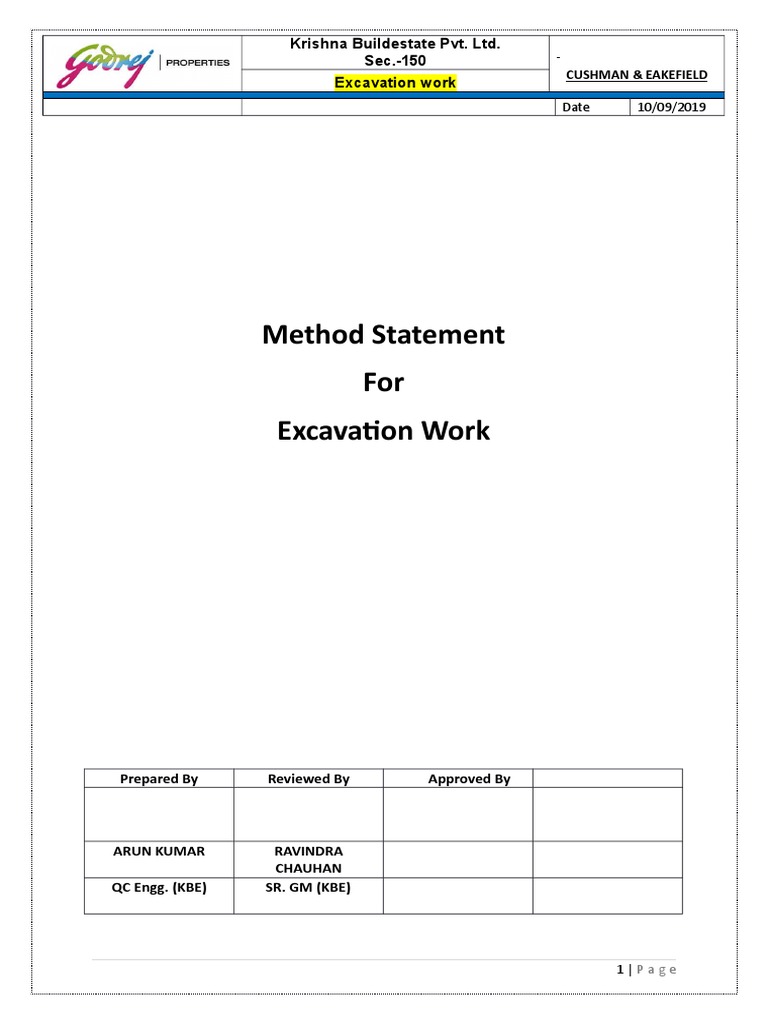 Method Statement For Concreting | PDF | Excavation (Archaeology ...