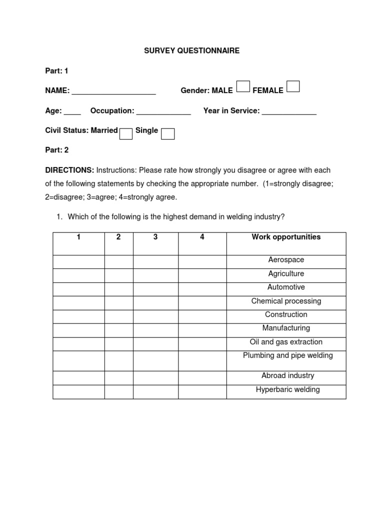 Welding Industry Survey Questionnaire | PDF | Metalworking | Welding