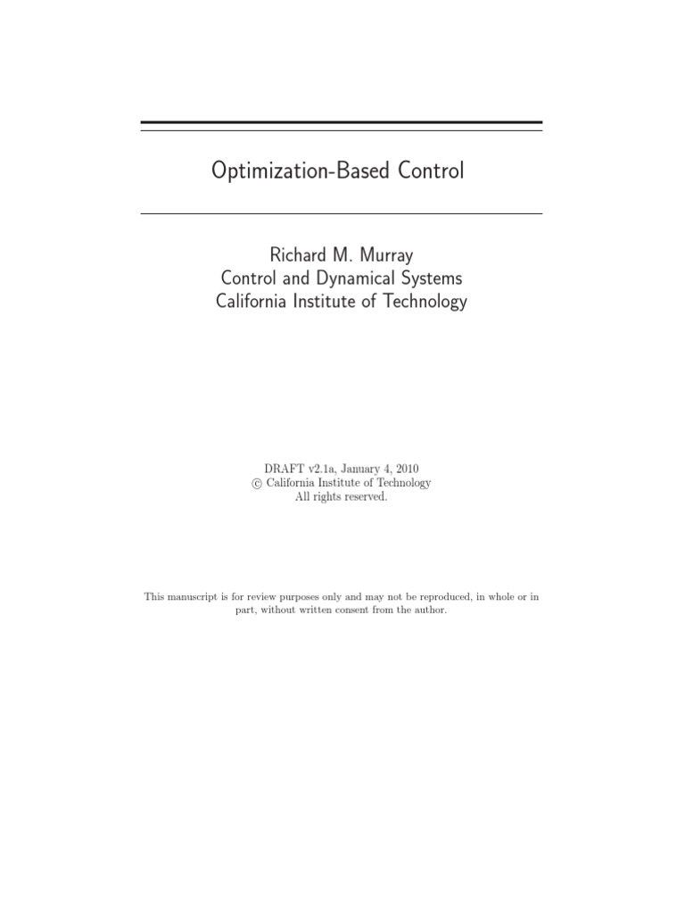 Optimization-Based Control: Richard M. Murray Control and Dynamical ...