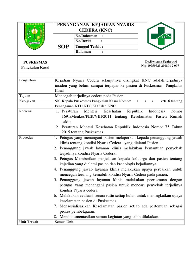 Penanganan Kejadian Nyaris Cedera | PDF