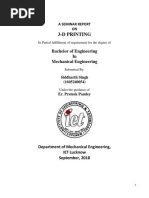 Seminar Report On 3D Printing | PDF | 3 D Printing | Science