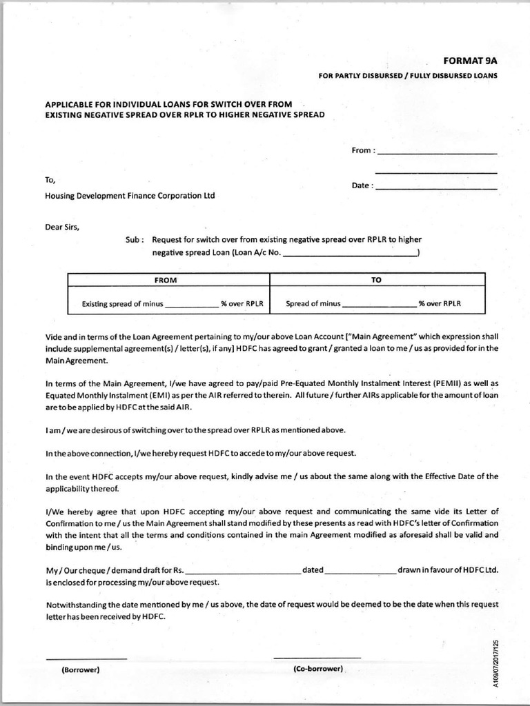Hdfc Form 9A