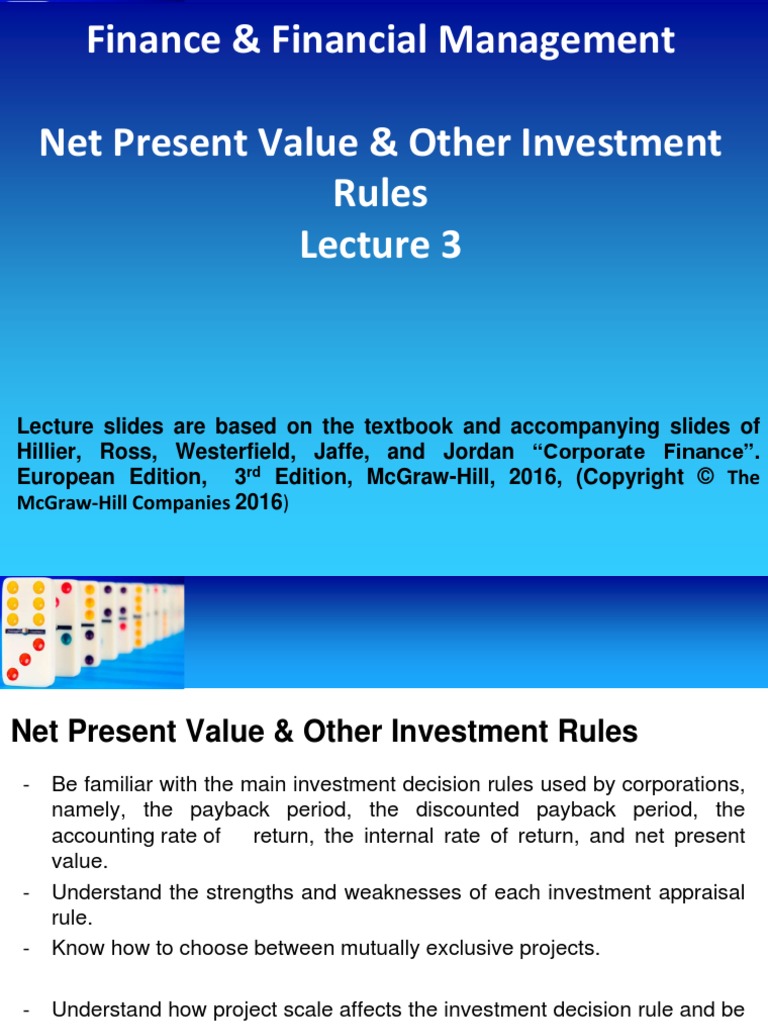 Finance & Financial Management Net Present Value & Other Investment Rules | PDF | Internal Rate ...